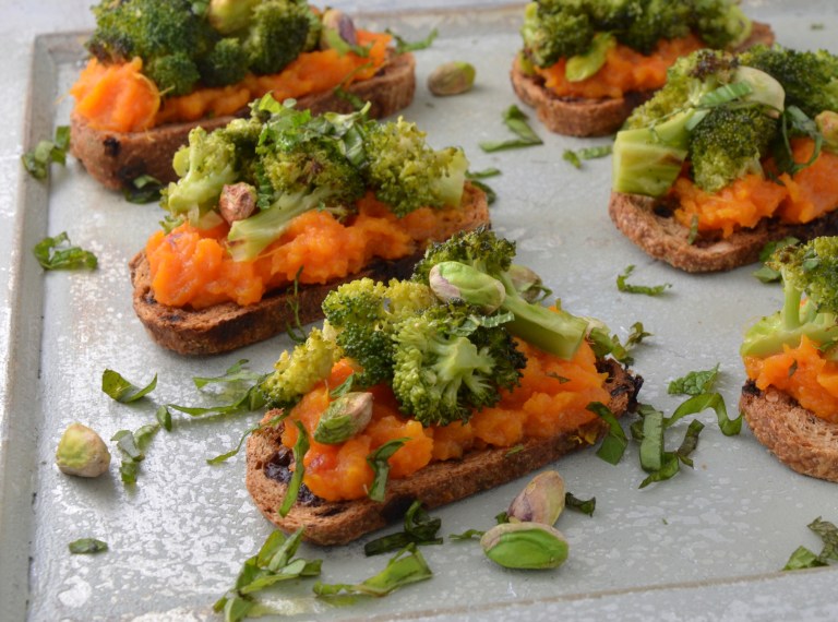 Spiced Yam and Roasted Broccoli Appetizer | Foodie On Board
